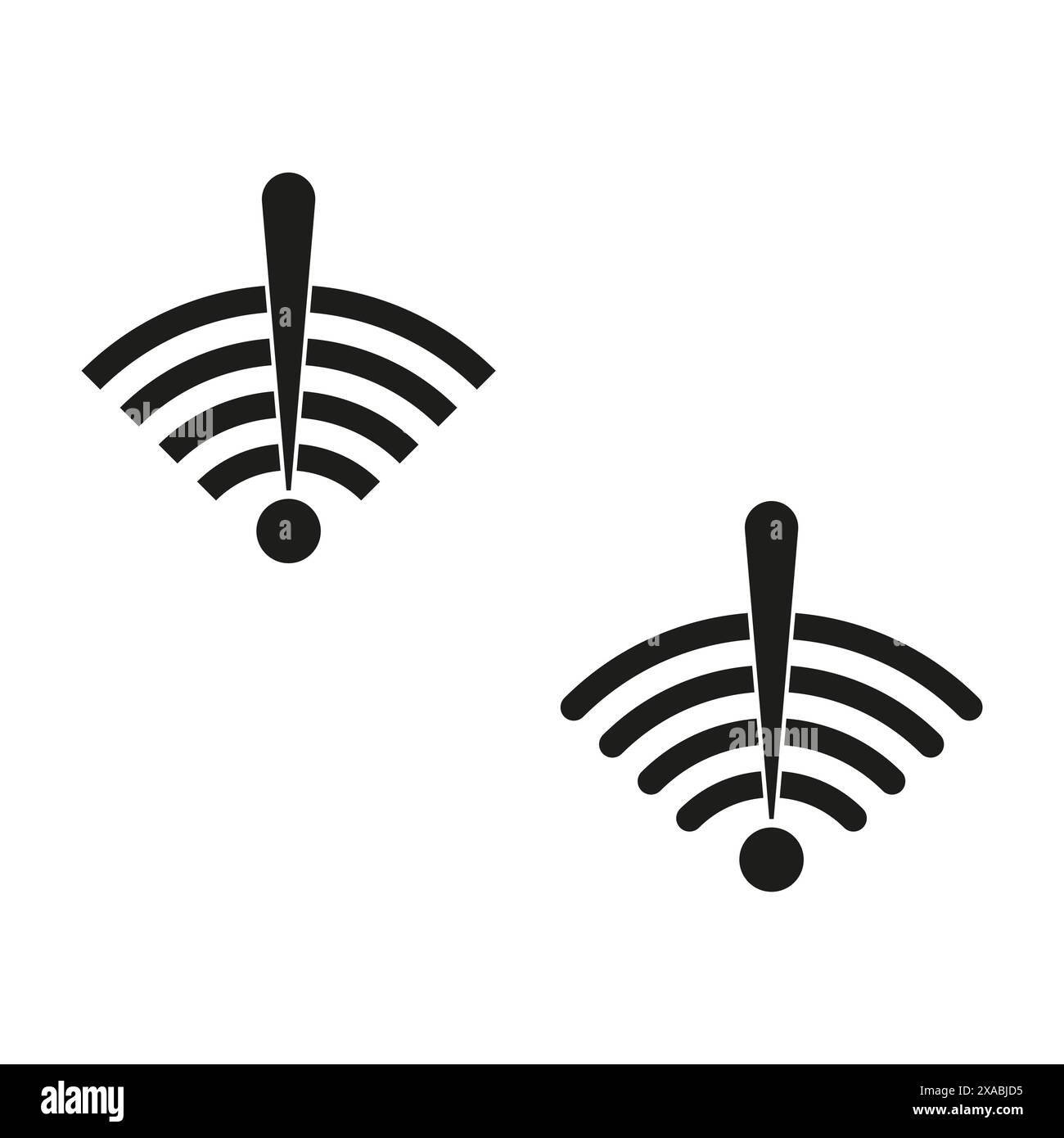 Wi Fi alert icon. Exclamation mark signal. Black and white. Minimalist vector Stock Vector Image ...