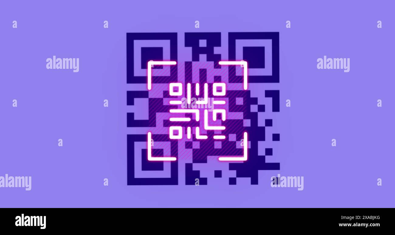 Image of qr code and neon qr code on purple background Stock Photo - Alamy