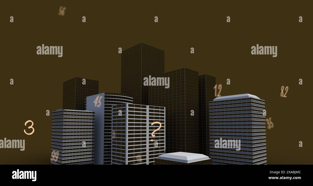 Image of falling numbers over cityscape Stock Photo - Alamy
