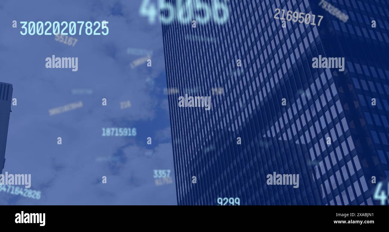Image of falling numbers over cityscape Stock Photo - Alamy