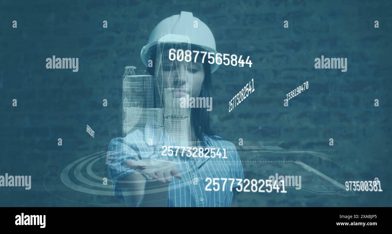 Image of data processing over female civil engineer Stock Photo - Alamy