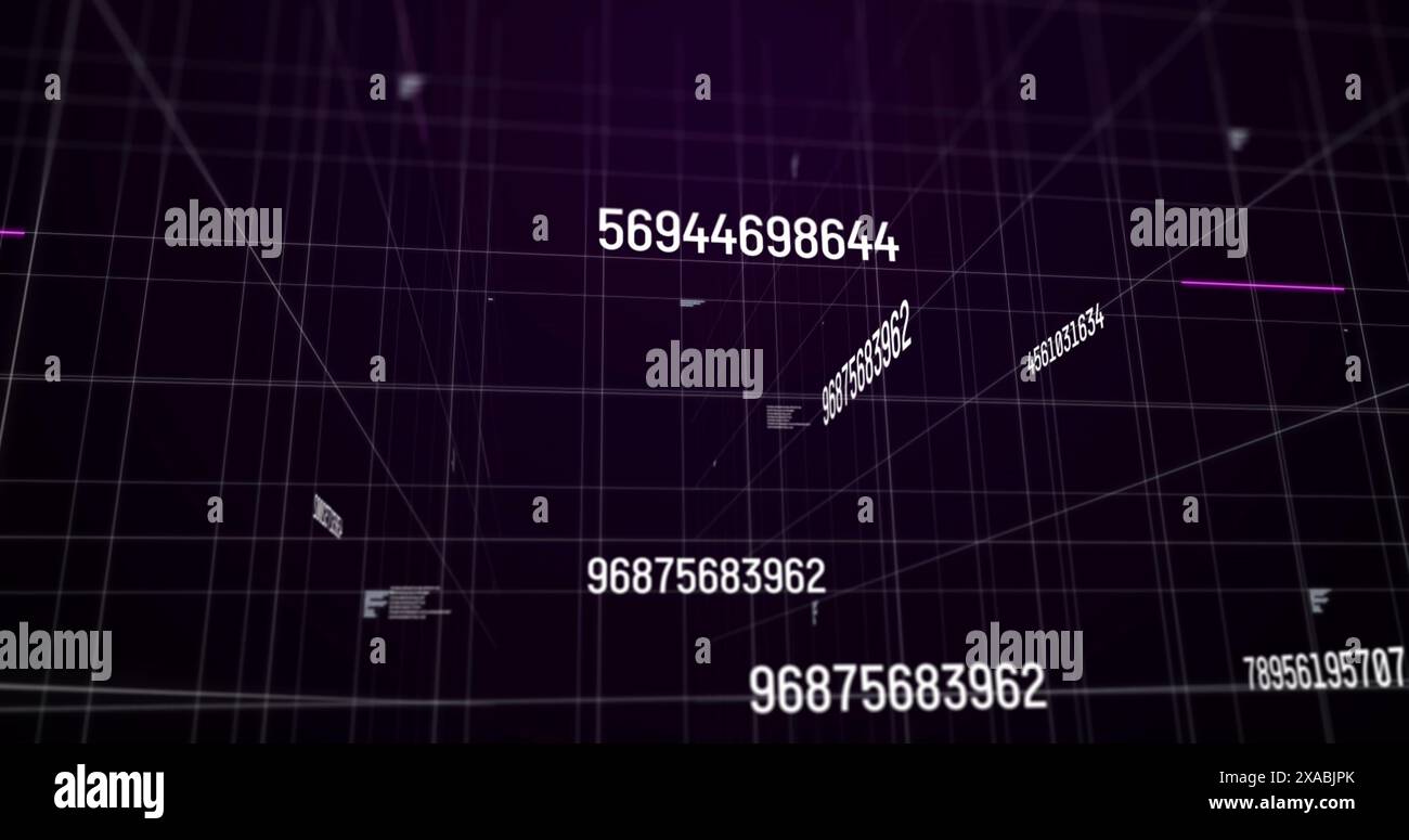 Image of numbers changing and data processing on black background Stock ...