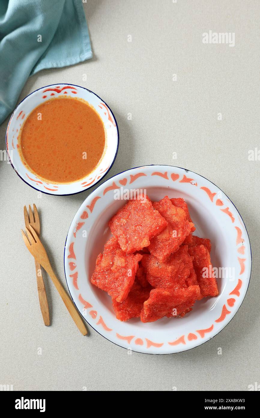 Top View Cipuk, Aci Kerupuk, Deep Fried Tapioca Flour with Raw Orange ...