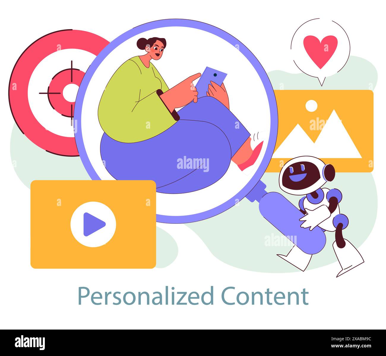 Immersive Marketing concept. A user enjoys targeted content delivered ... Immersive Marketing concept. A user enjoys targeted content delivered ...
