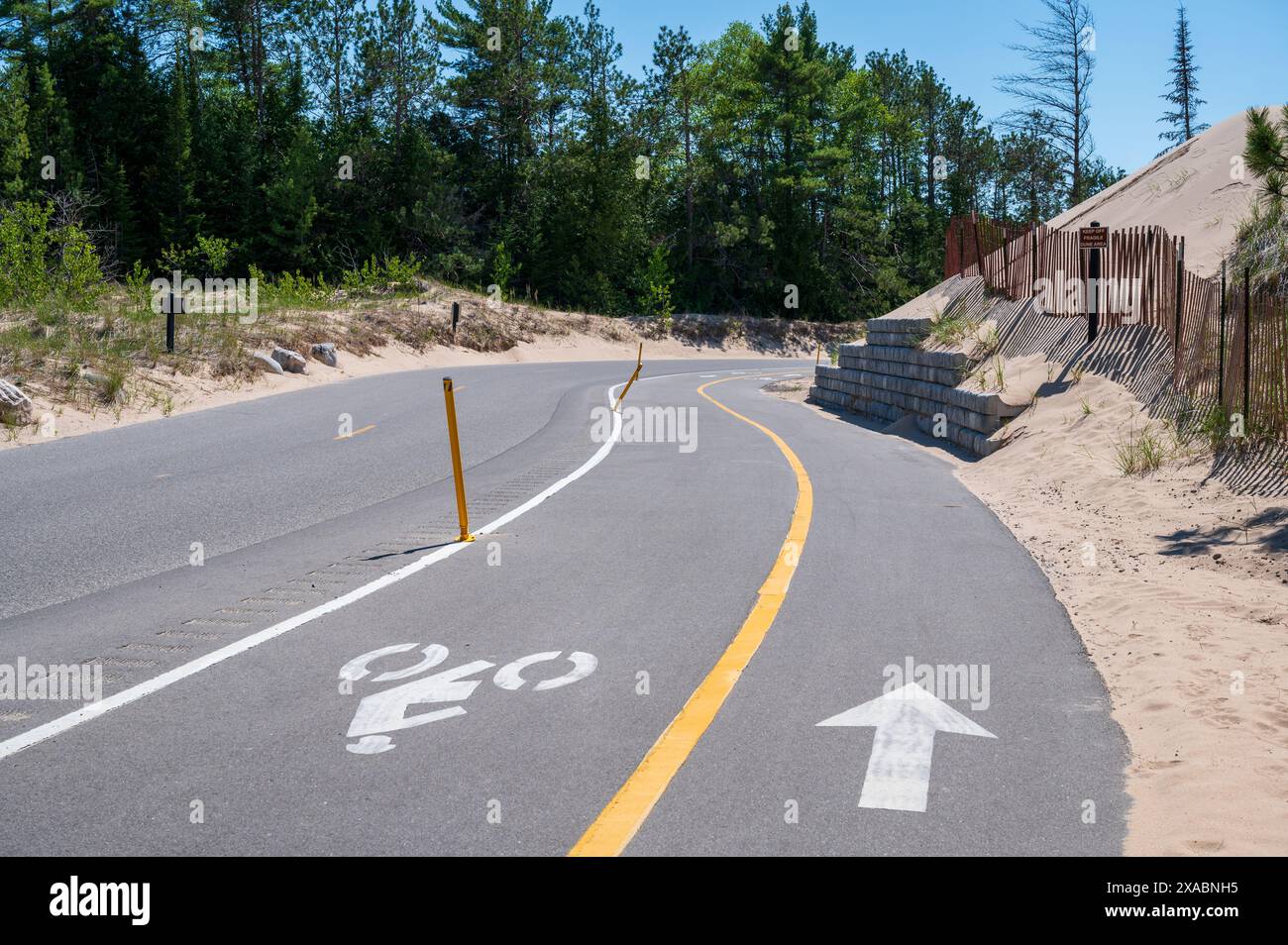 Petoskey, MI - May 18th, 2024: Bike Path Through Sand Dunes Stock Photo ...