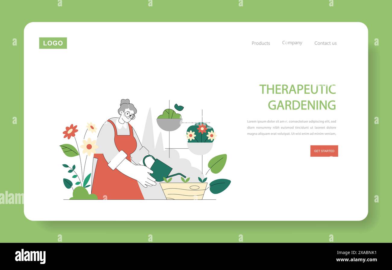 Eco Therapy concept. A serene elder woman engages in gardening ... Eco Therapy concept. A serene elder woman engages in gardening ...