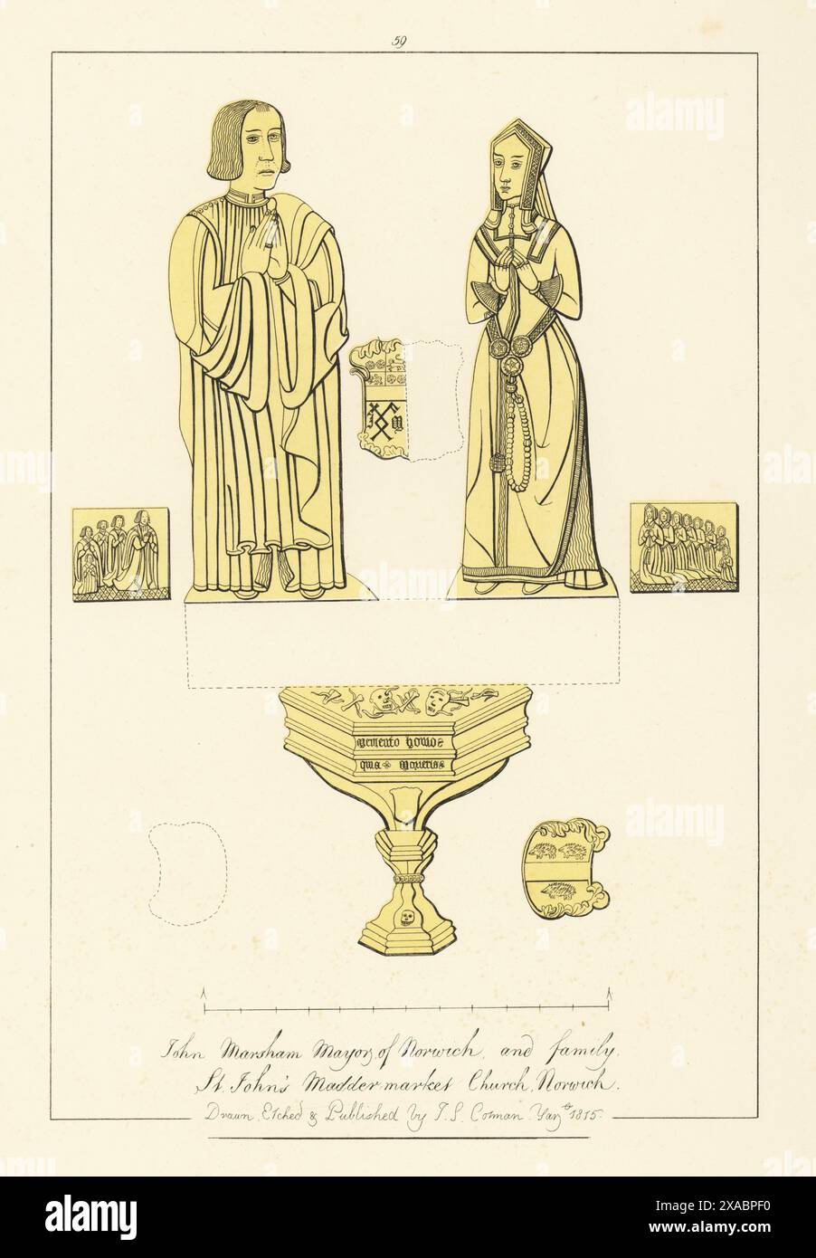 John Marsham, mayor of Norwich, and wife Elizabeth, 1525. Man in mayor ...