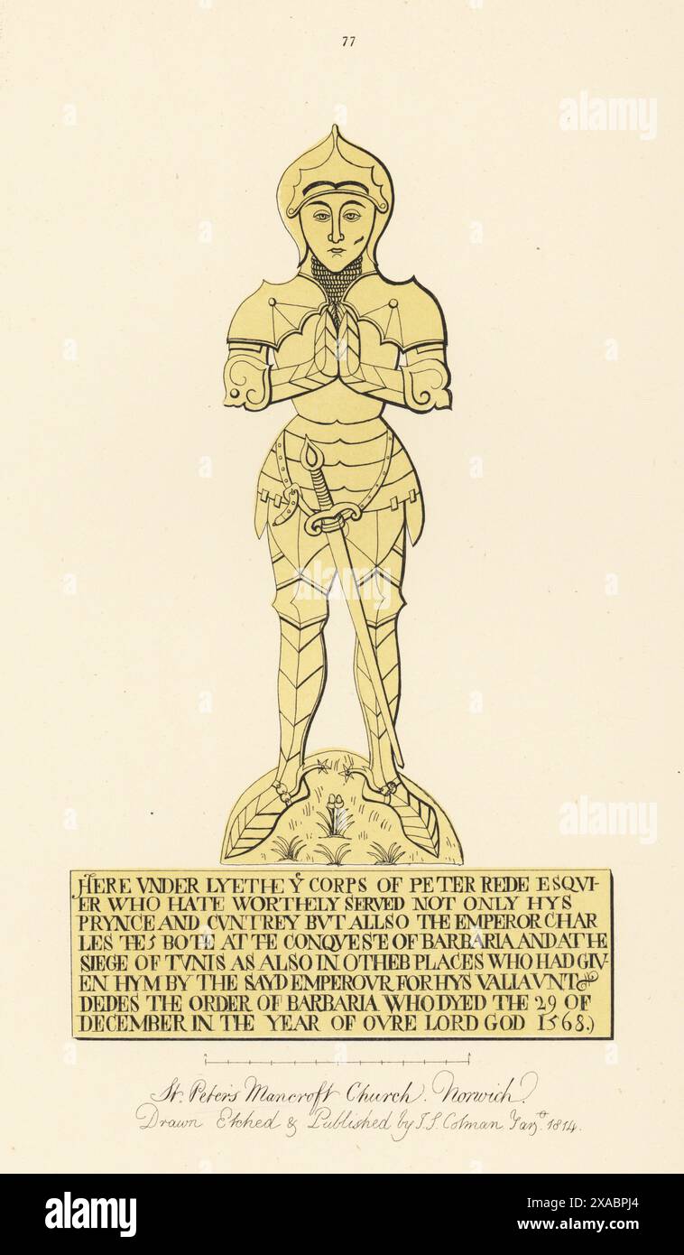 Peter Rede Esquire, knight in armour, 1568. In curious modern salade ...