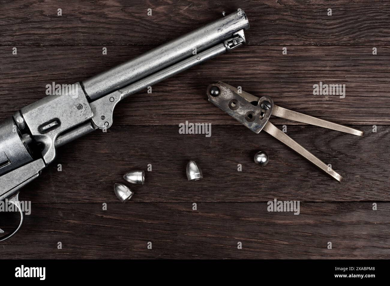 Antique old west bullet mold with bullets for revolver. Isolated on ...