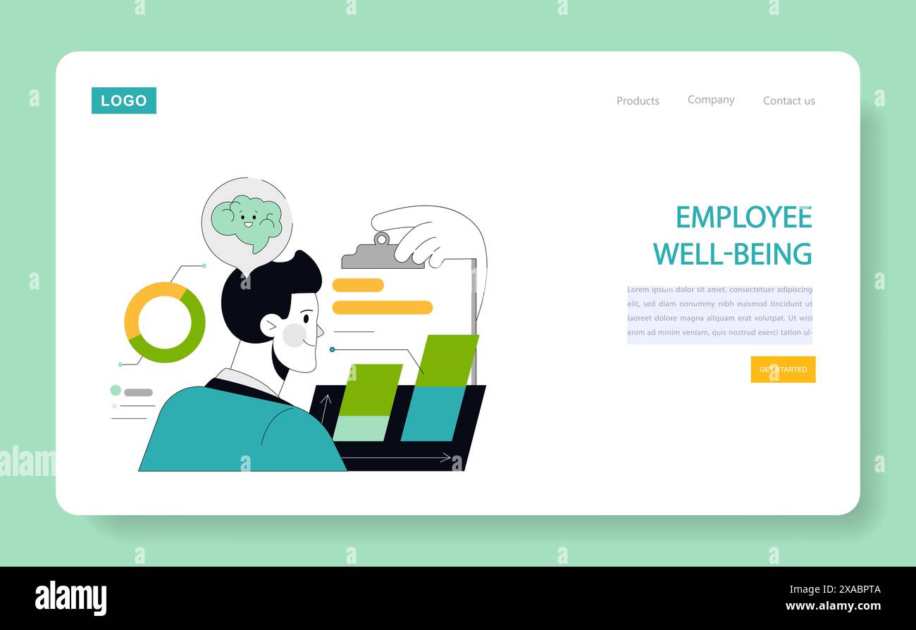 Employee Well-being concept. Showcases thoughtful analysis for improving staff satisfaction and ...