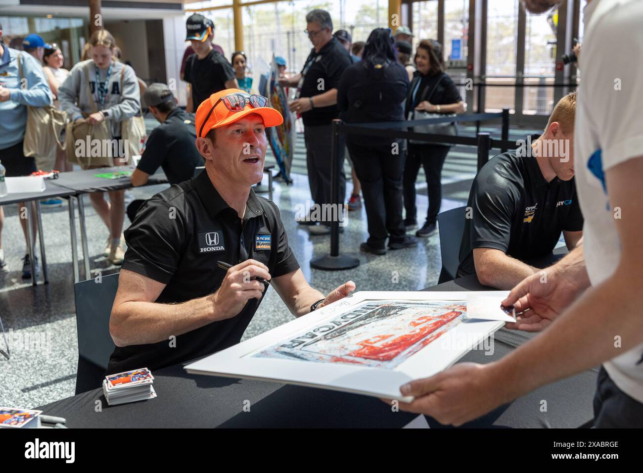June 1st, 2024: Chip Ganassi Racing driver Scott Dixon (9) signs an ...