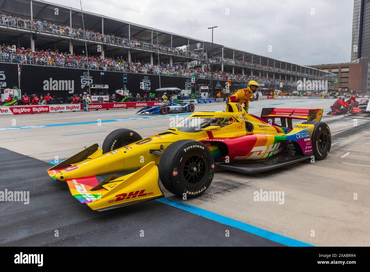 June 2nd 2024: Chip Ganassi Racing driver Alex Palou (10) makes a pit ...