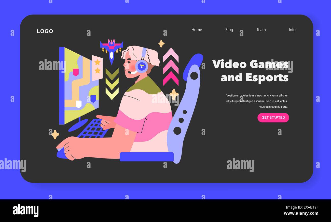 Video Games and Esports concept A focused gamer is deeply immersed in ...