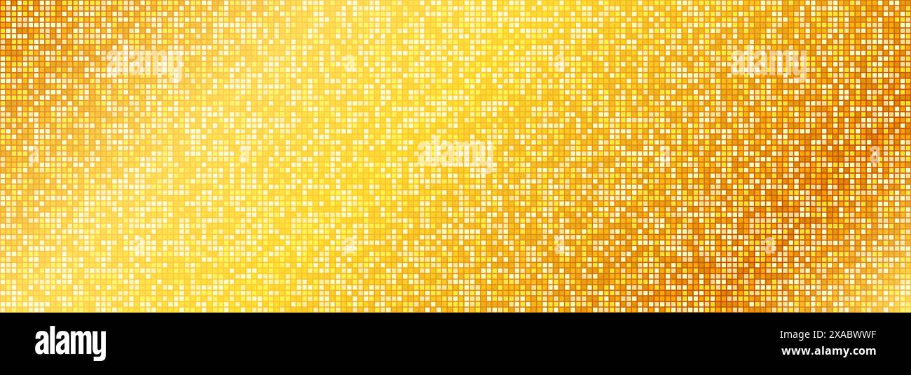 Golden disco party pattern. Yellow square sequin mosaic texture ...