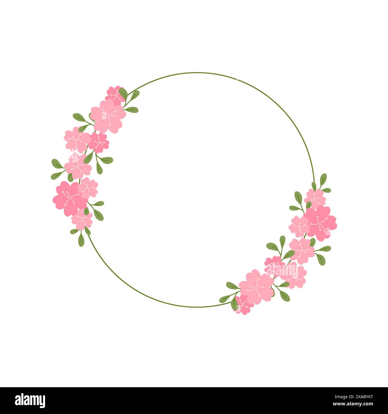 Floral frame circle shaped vector isolated illustration. Round ...
