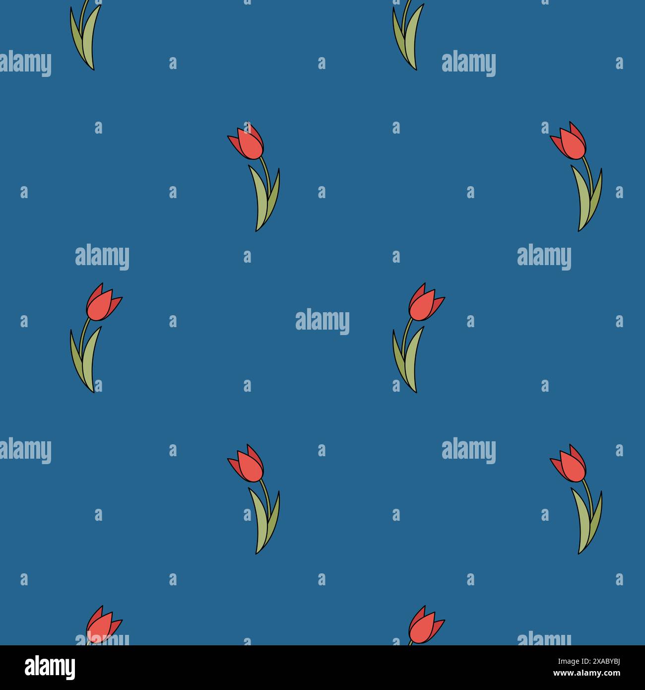 Turkish red tulip flower symbol of Turkey seamless pattern. Vector ...