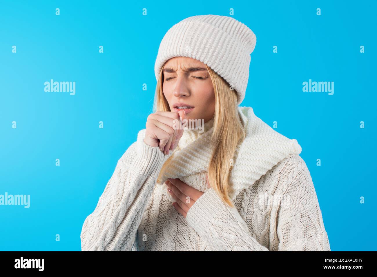 Woman coughing in cozy hi-res stock photography and images - Alamy