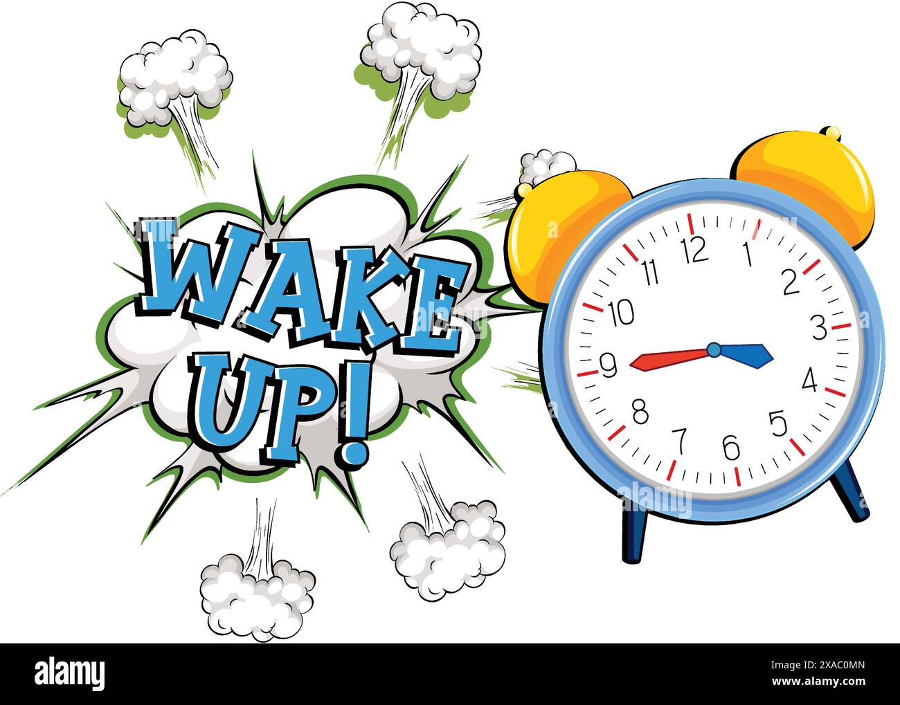 Colorful alarm clock with wake-up text Stock Vector Image & Art - Alamy