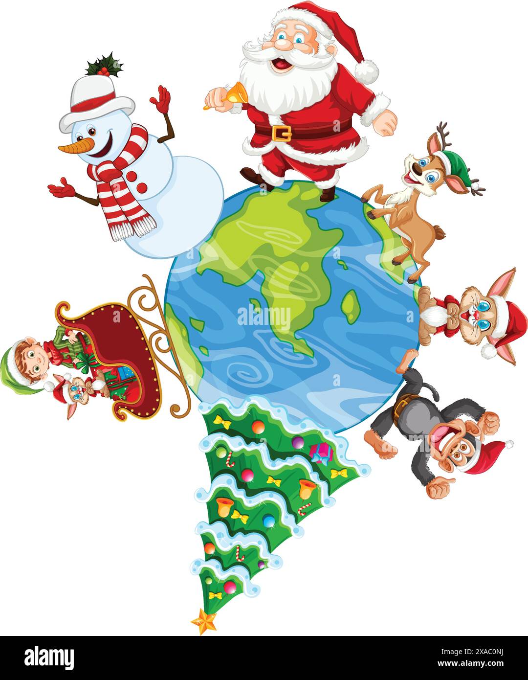 Santa and friends celebrate Christmas globally Stock Vector Image & Art ...