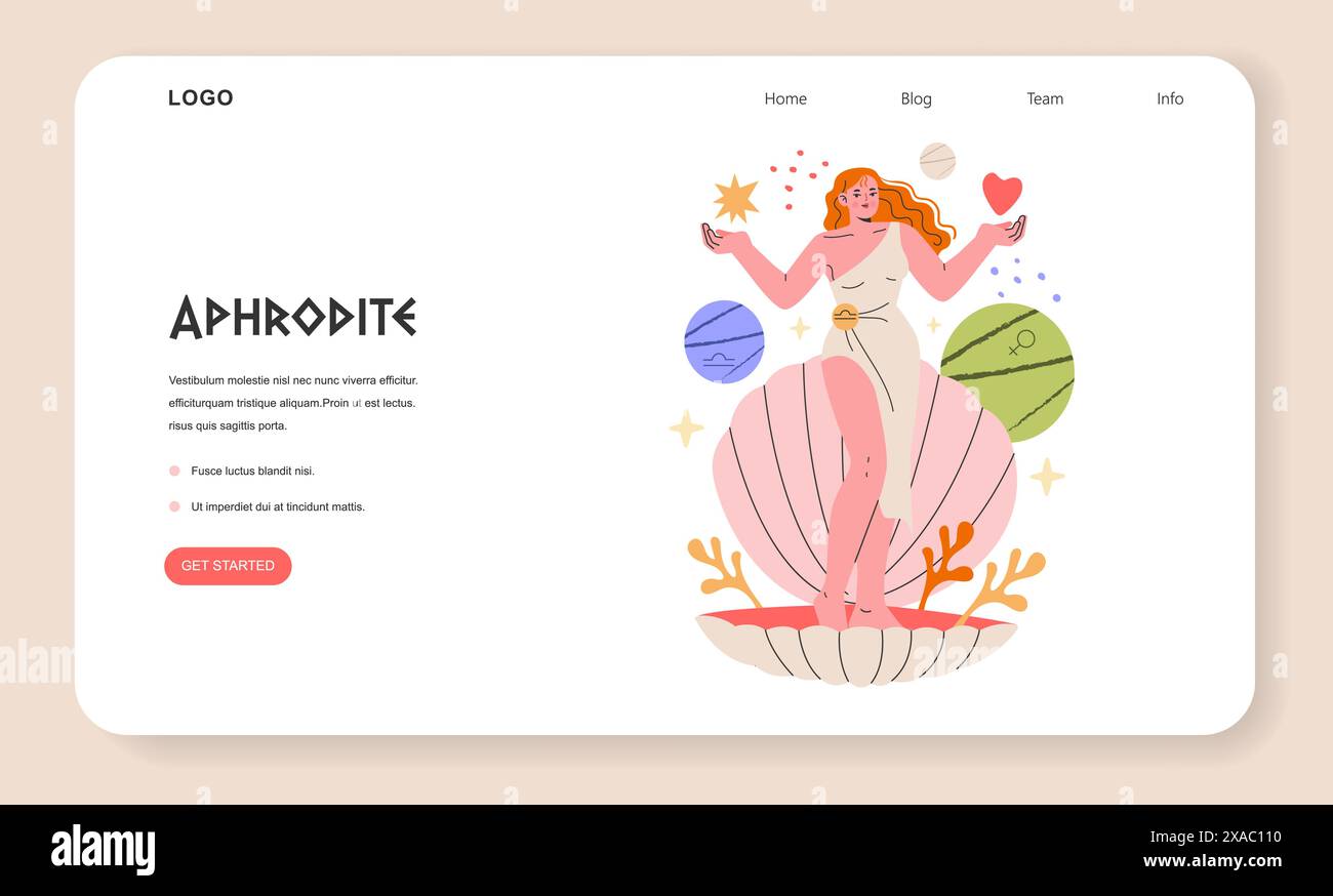 Ancient Greek Goddess concept. Illustration of Aphrodite emerging from ...