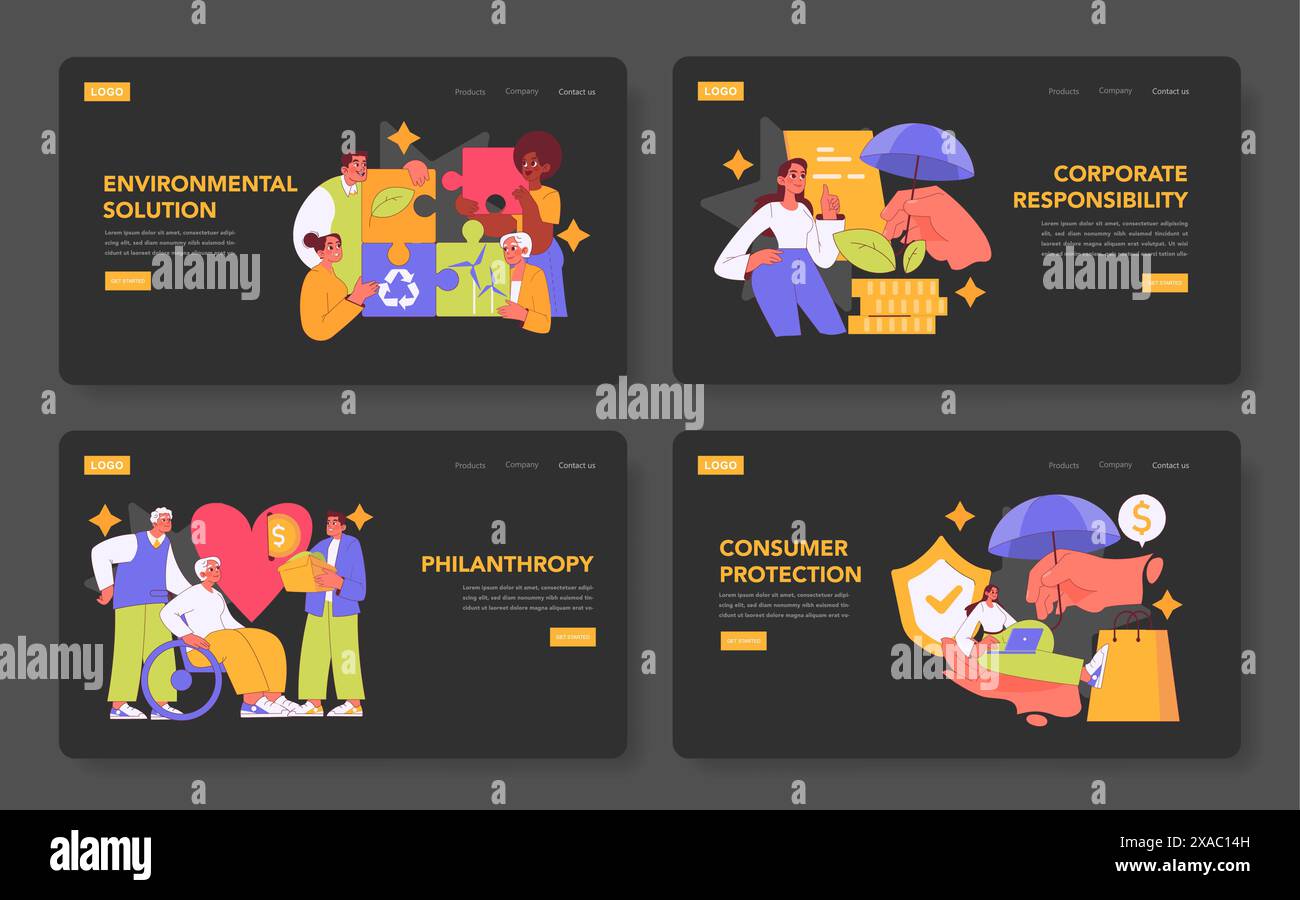 Social Responsibility set. Displays environmental, corporate ...