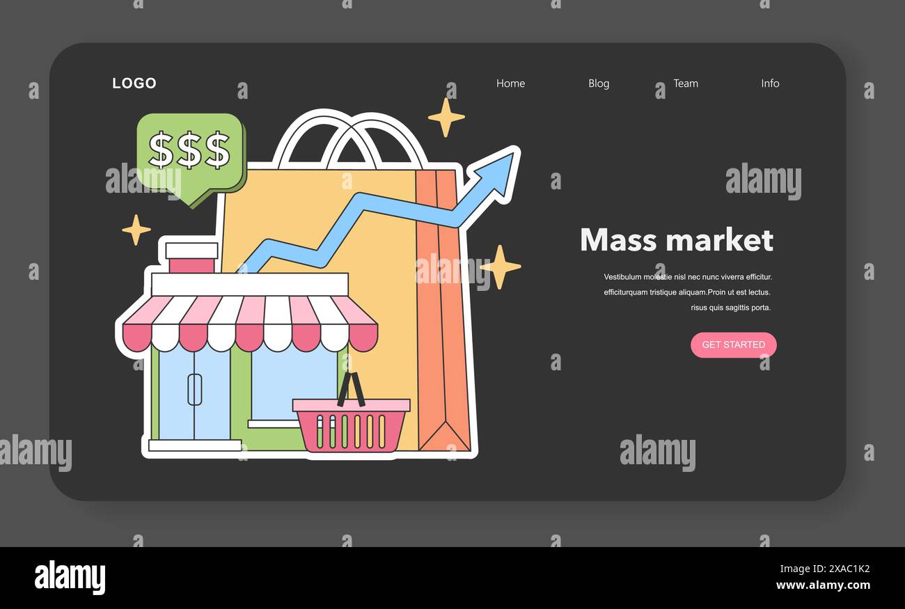 Mass market concept. Quaint shopfront with ascending sales graph ...