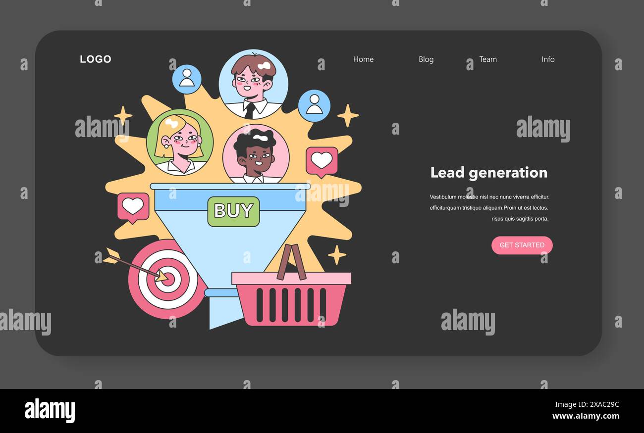 Marketing Funnel web or landing. Targeted consumer group flowing into ...