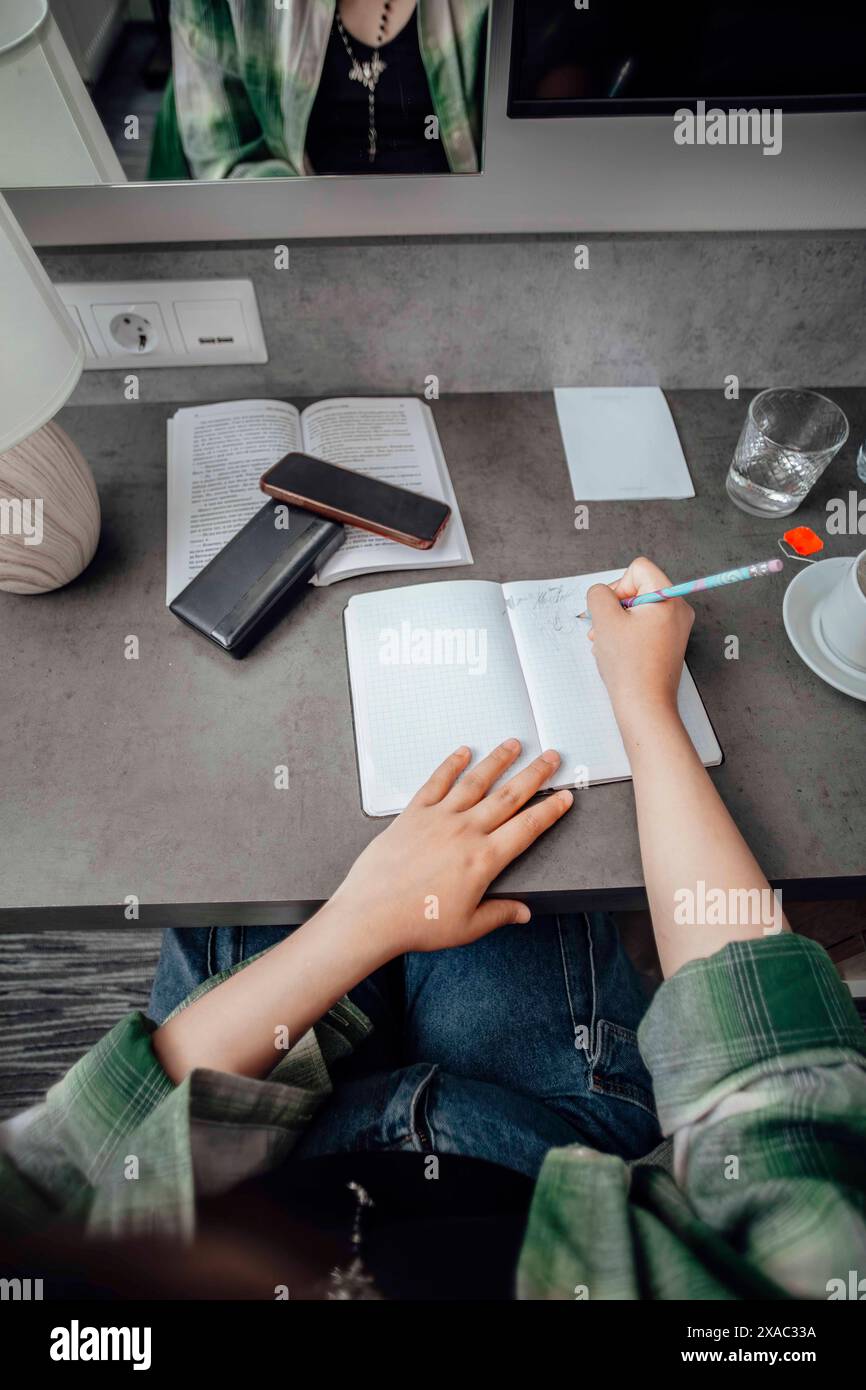 importance of handwritten notes in the learning process. flat lay Stock ...