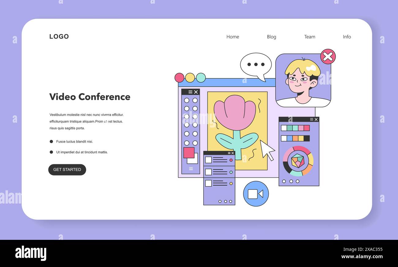 Digital Design Process concept. Artist refining a floral artwork on ...