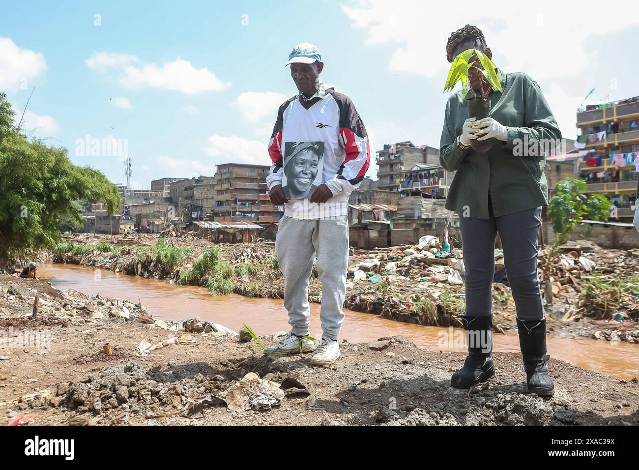 Nyaguthii Chege (R) of the Green Belt Movement and Humphrey Omukuti (L ...
