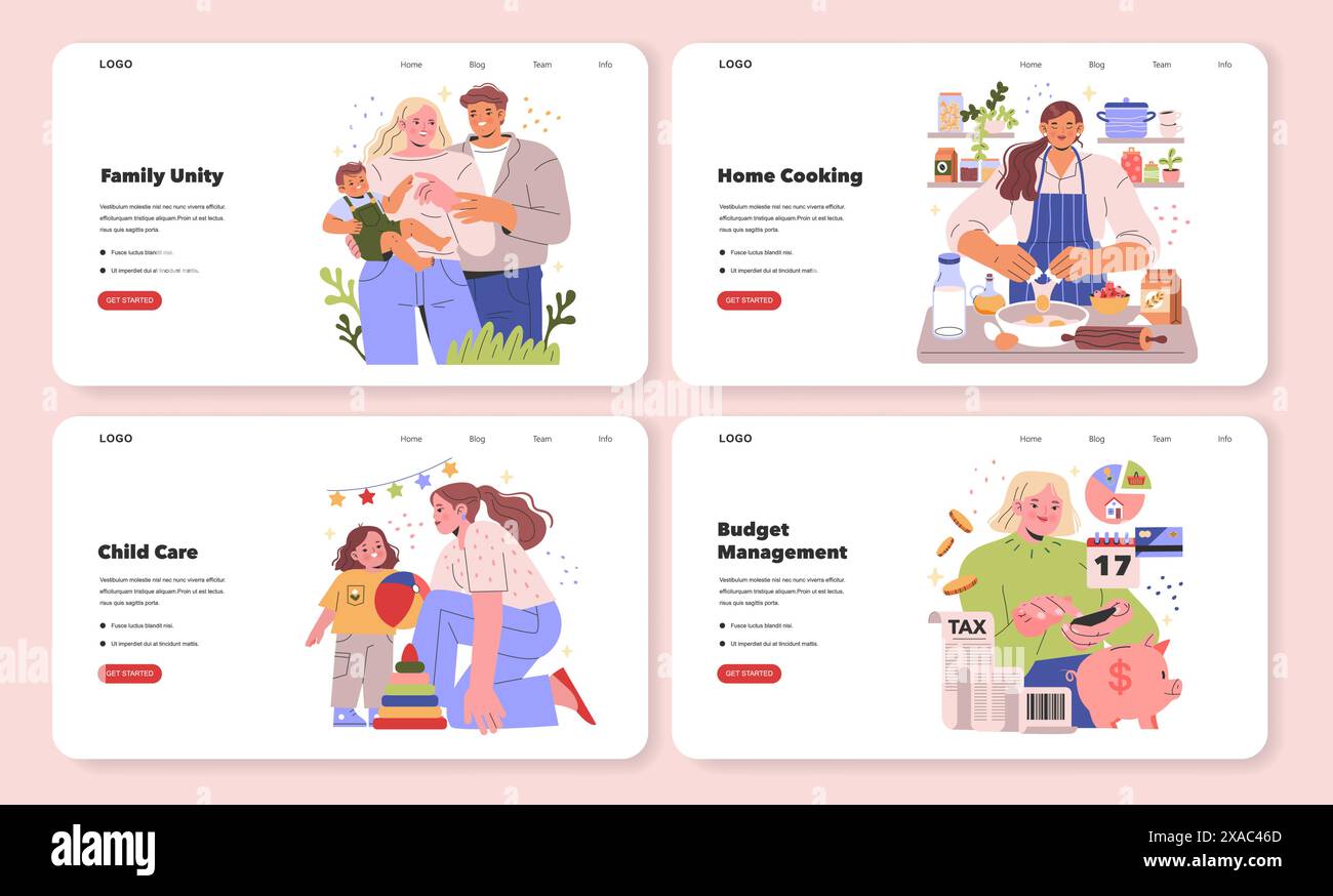 Housewife set. Domestic life showcasing family unity, home cooking ...