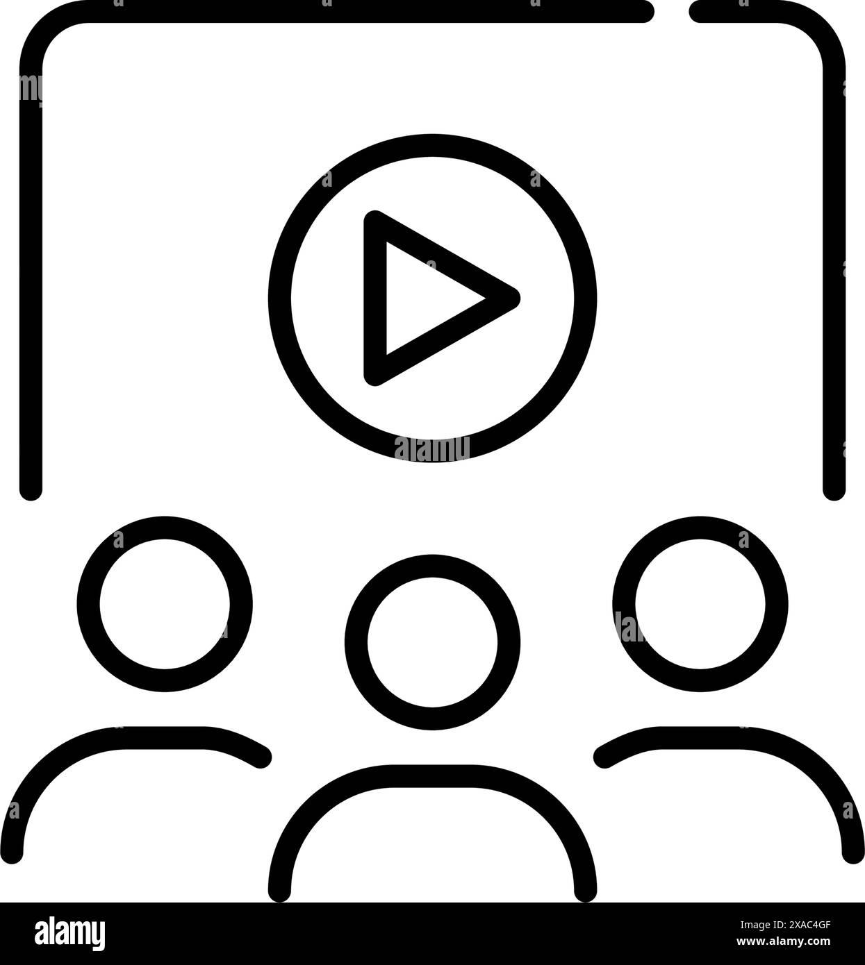 People watching webinar. Video screen and play button. Online classroom ...