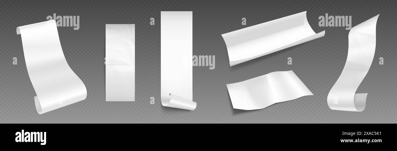 Paper bill or shop payment receipt isolated mockup. Supermarket invoice ...