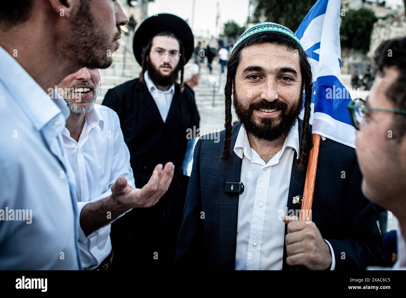 Israeli extreme right member of Knesset, Zvi Sukkot holds an Israeli ...