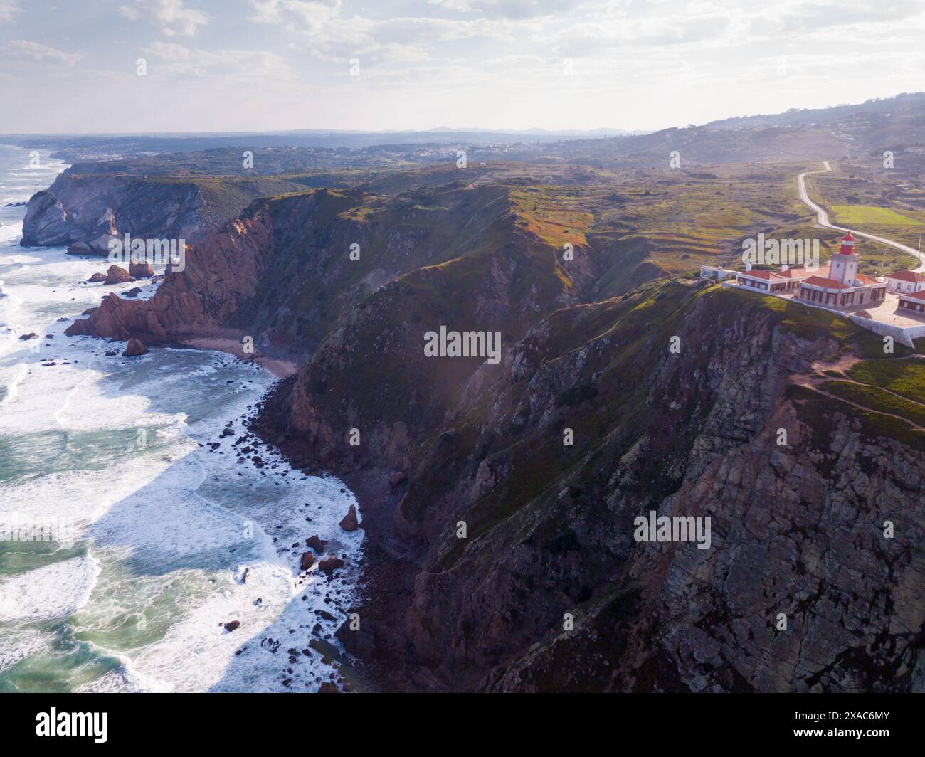 Aerial view of lighthouse at Cabo da Roca Stock Photo - Alamy