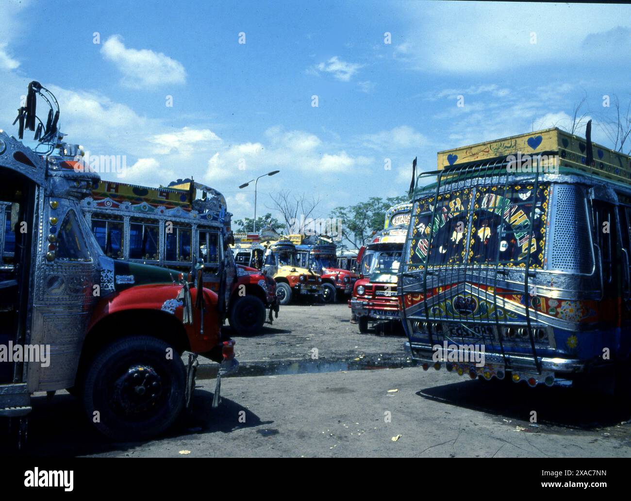 Bus station North Pakistan 1984 Stock Photo - Alamy