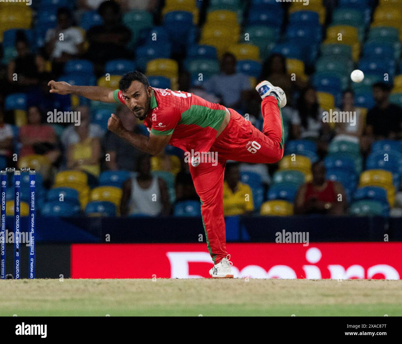 ICC T20 World Cup 2024 - Australia v Oman Oman's Shakeel Ahmed bowls as ...