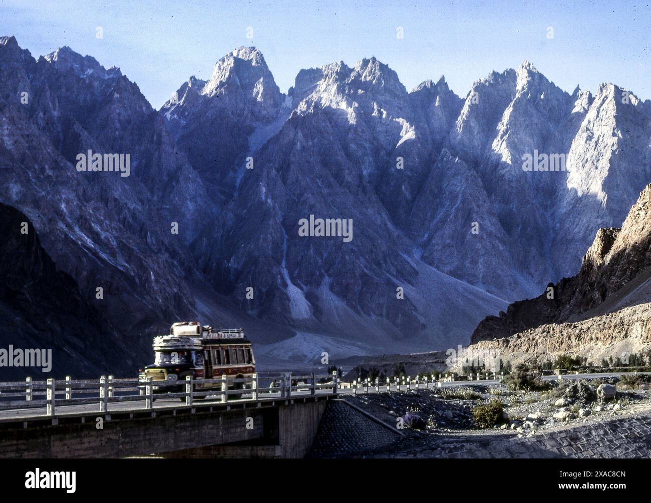 Bus on Karakorum Highway 1984 (Karimabad, Hunza, North Pakistan Stock ...