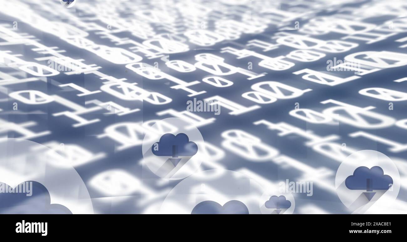 Image of cloud icon over binary coding Stock Photo - Alamy