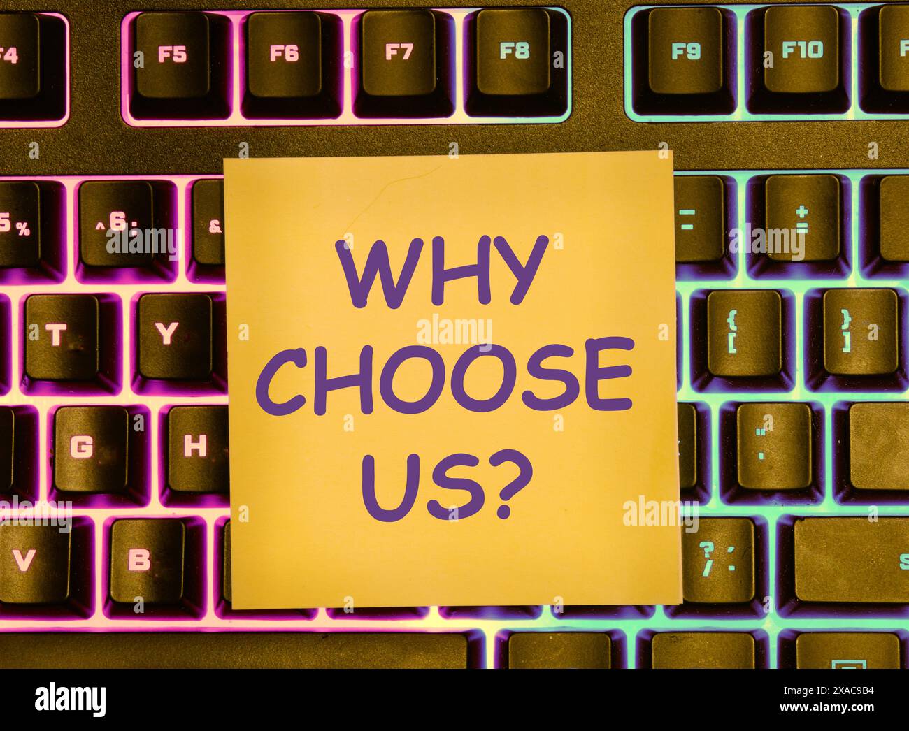 Business and Why choose us concept. Copy space. Why choose us symbol on ...
