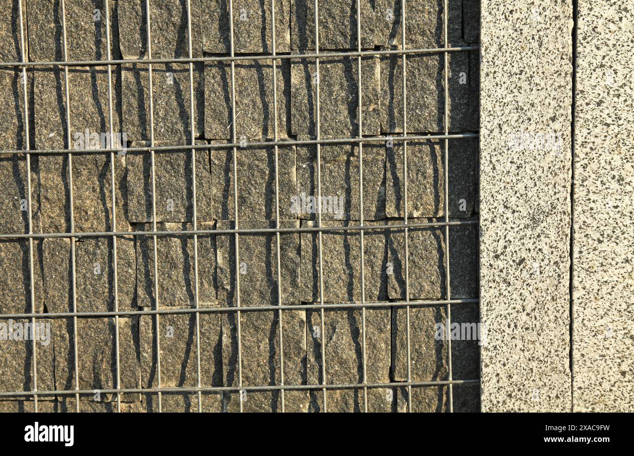 Gabion, texture, background. Gabion net and construction design. New ...