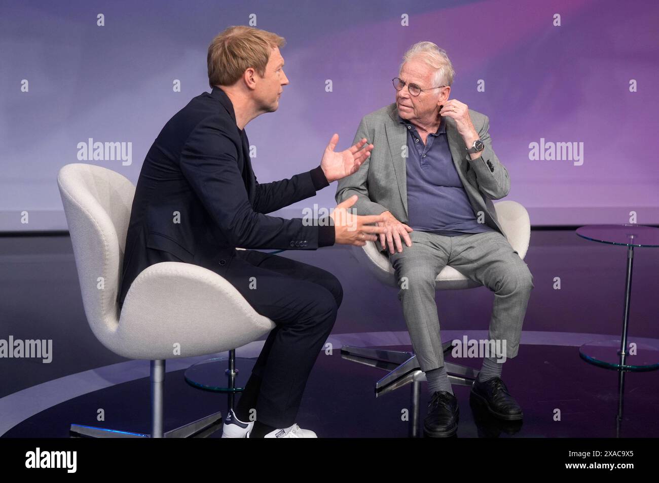 Markus Preiß und Daniel Cohn-Bendit in der ARD-Talkshow maischberger im ...