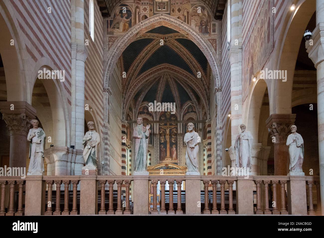 Rood screen in presbytery in Romanesque Basilica di San Zeno Maggiore ...