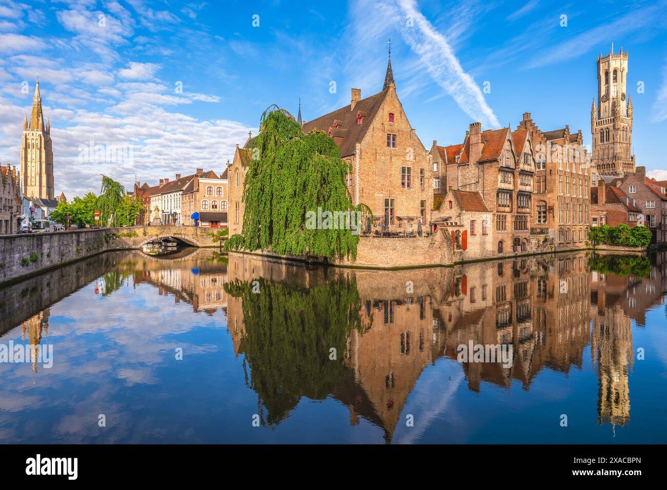 Scenery of the Rosary Quay, Rozenhoedkaai in Dutch, located in Bruges ...