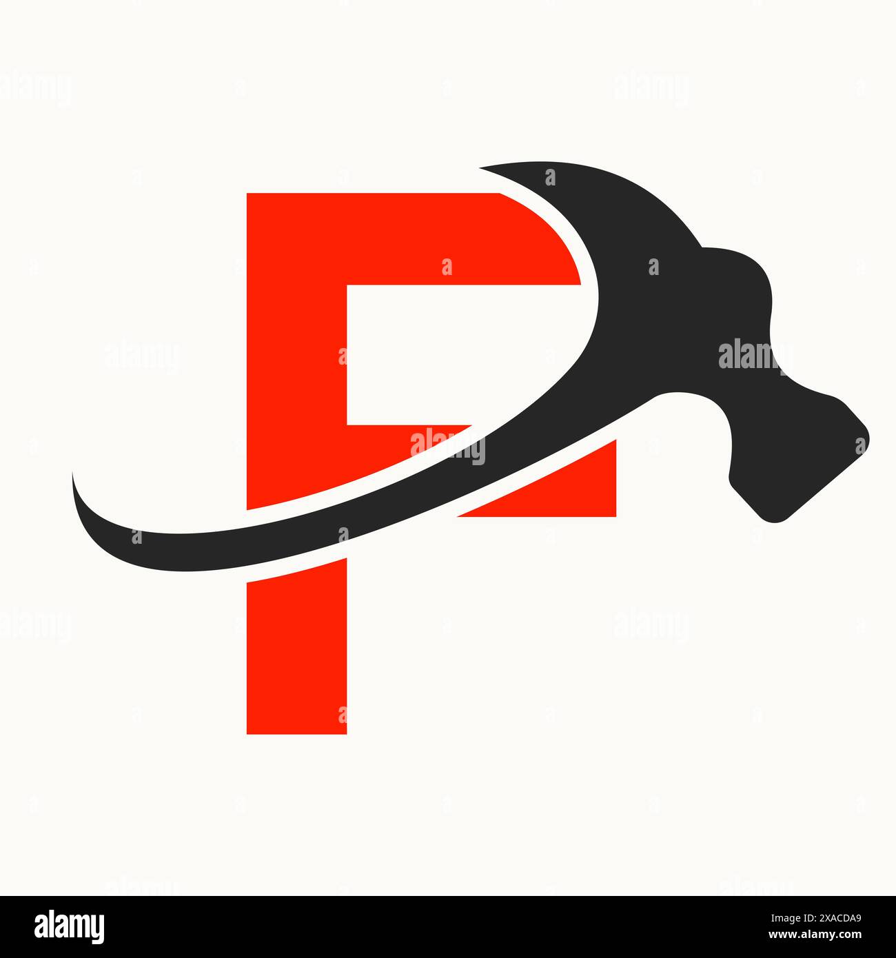 Letter F Home Construction Logo Design With Hammer Symbol Stock Vector ...