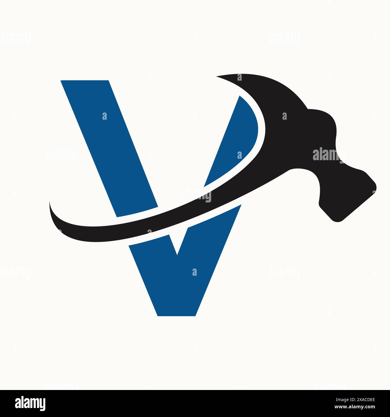 Letter V Home Construction Logo Design With Hammer Symbol Stock Vector ...