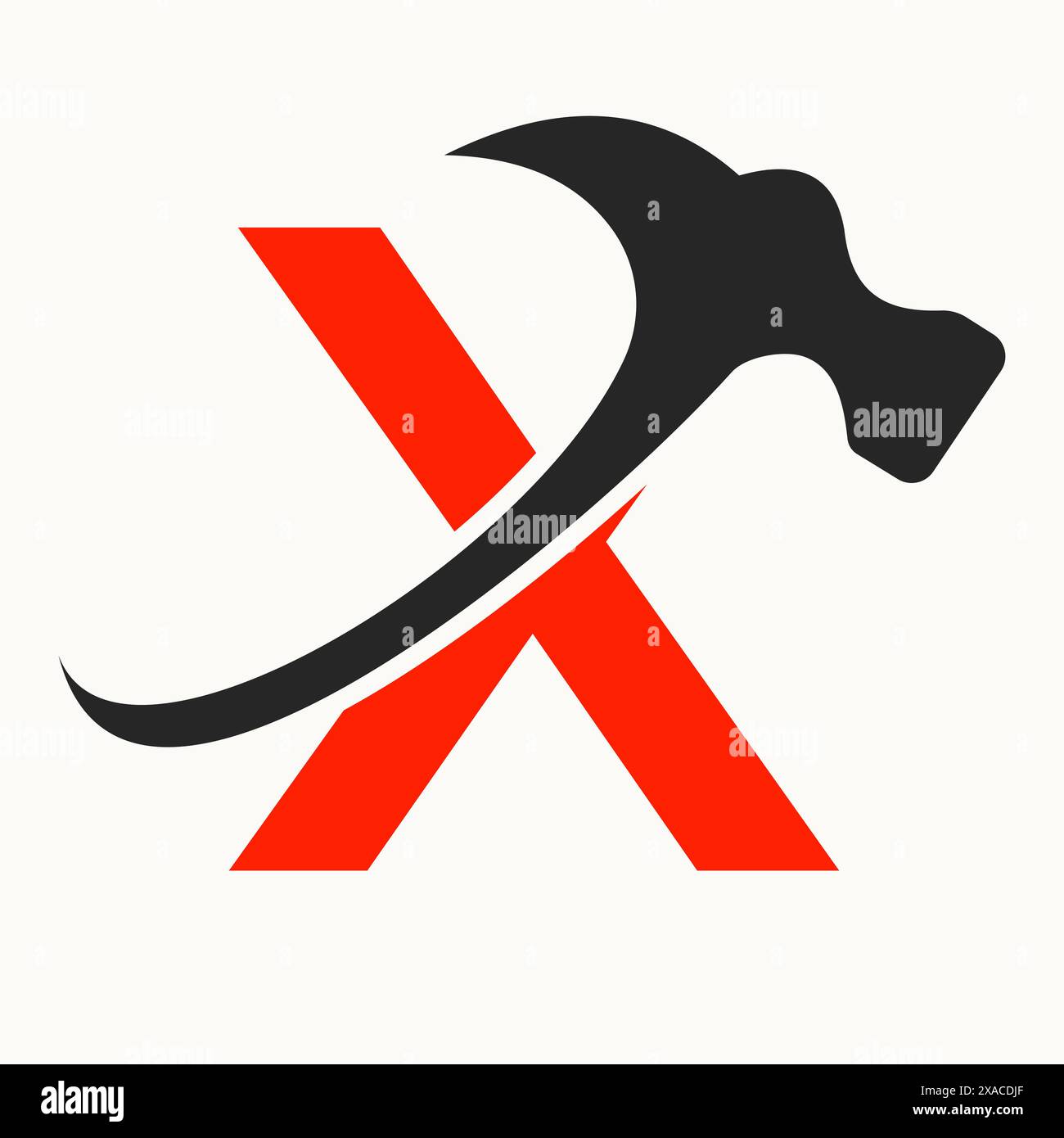 Letter X Home Construction Logo Design With Hammer Symbol Stock Vector ...