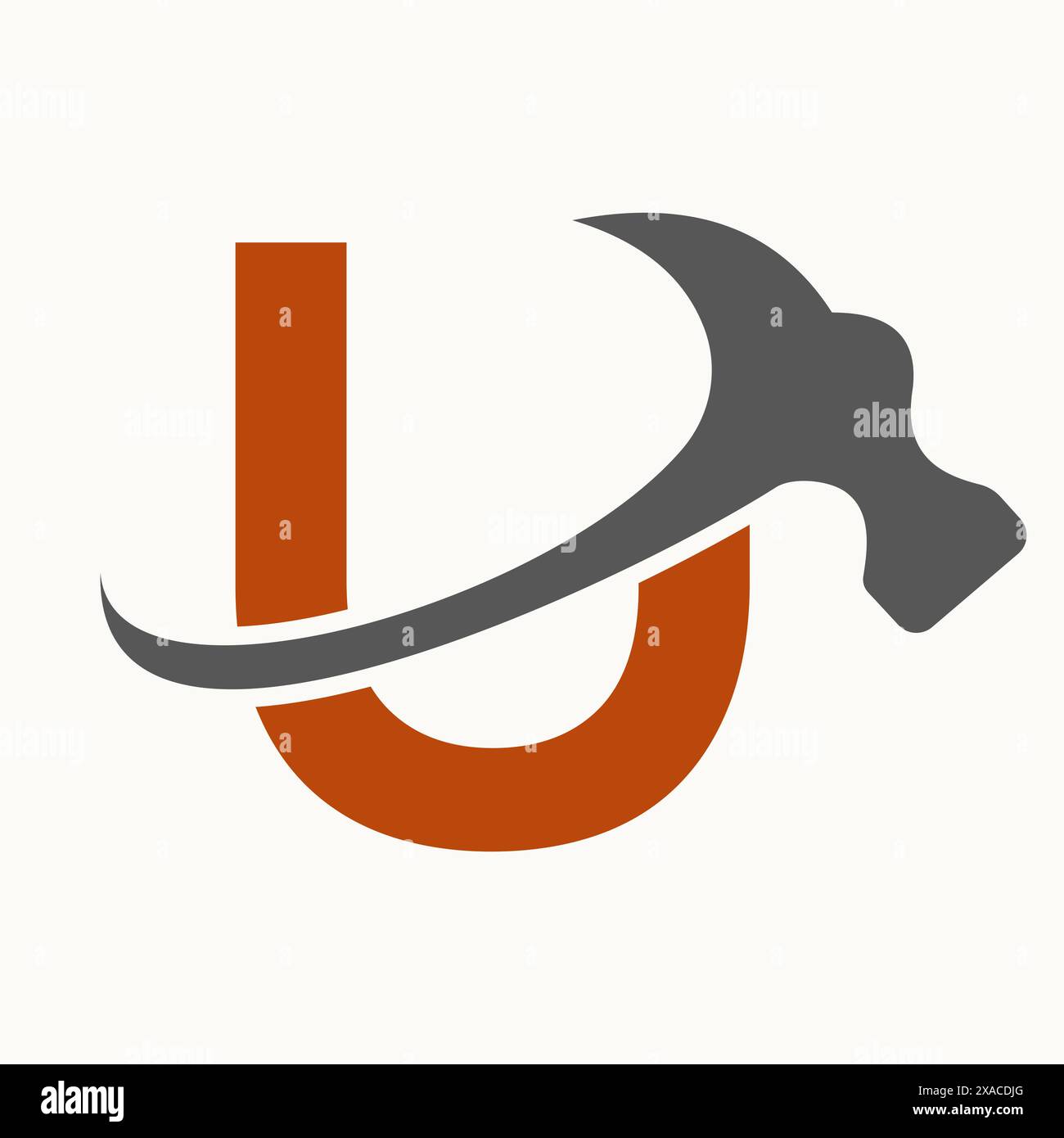 Letter U Home Construction Logo Design With Hammer Symbol Stock Vector ...