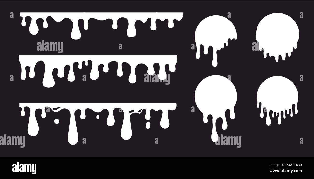 Dripping Paint molten splash, liquid flow abstract shape stain isolated ...