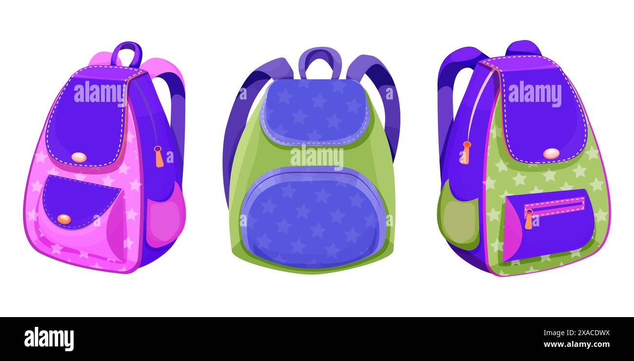 School backpack knapsack study bag, equipment, kids bag with pockets ...